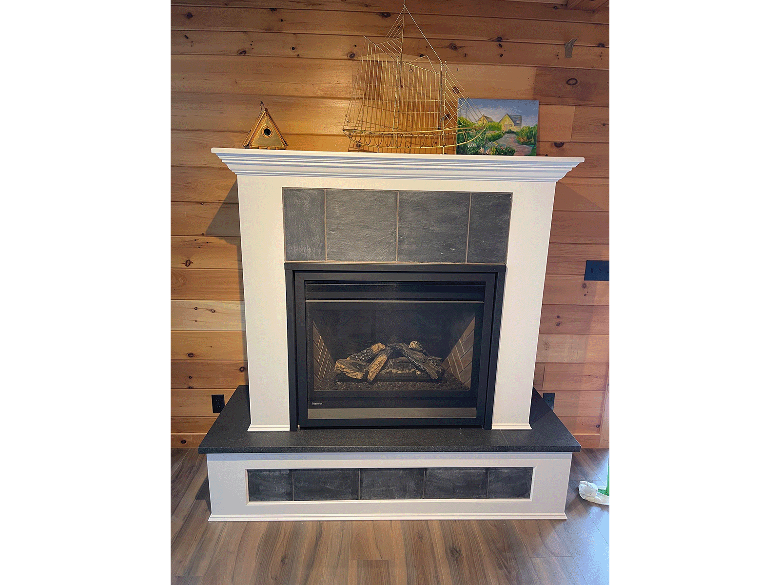 Custom Built Fireplace Hearth & Mantel | Acadia Building Company